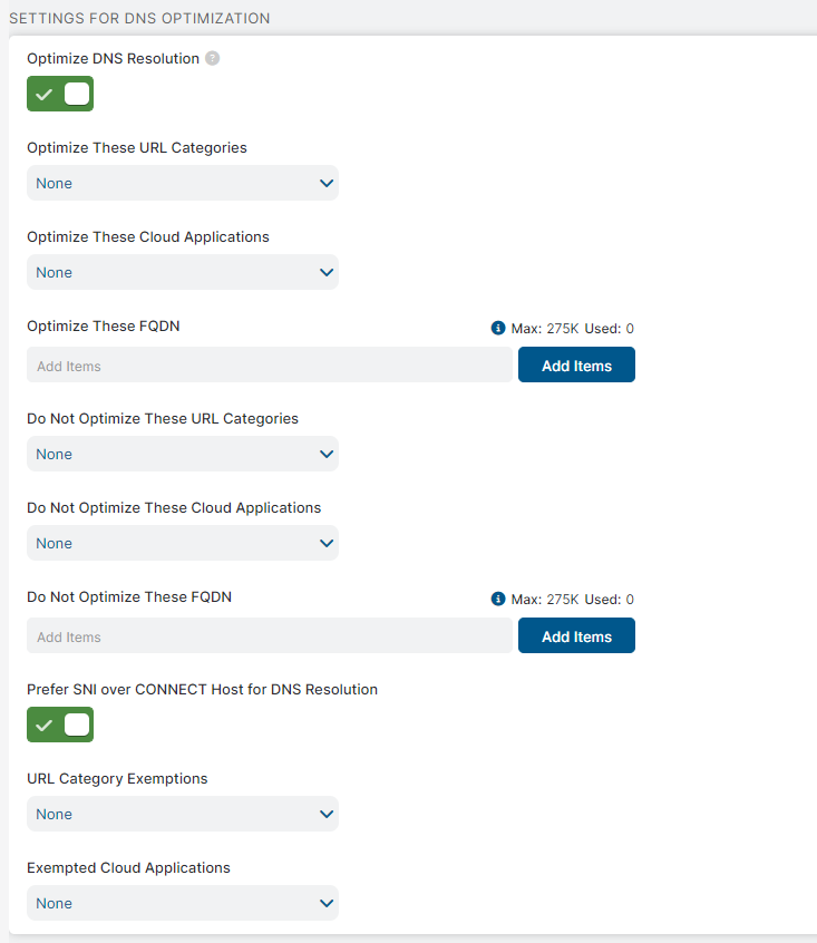Advanced DNS optimization settings